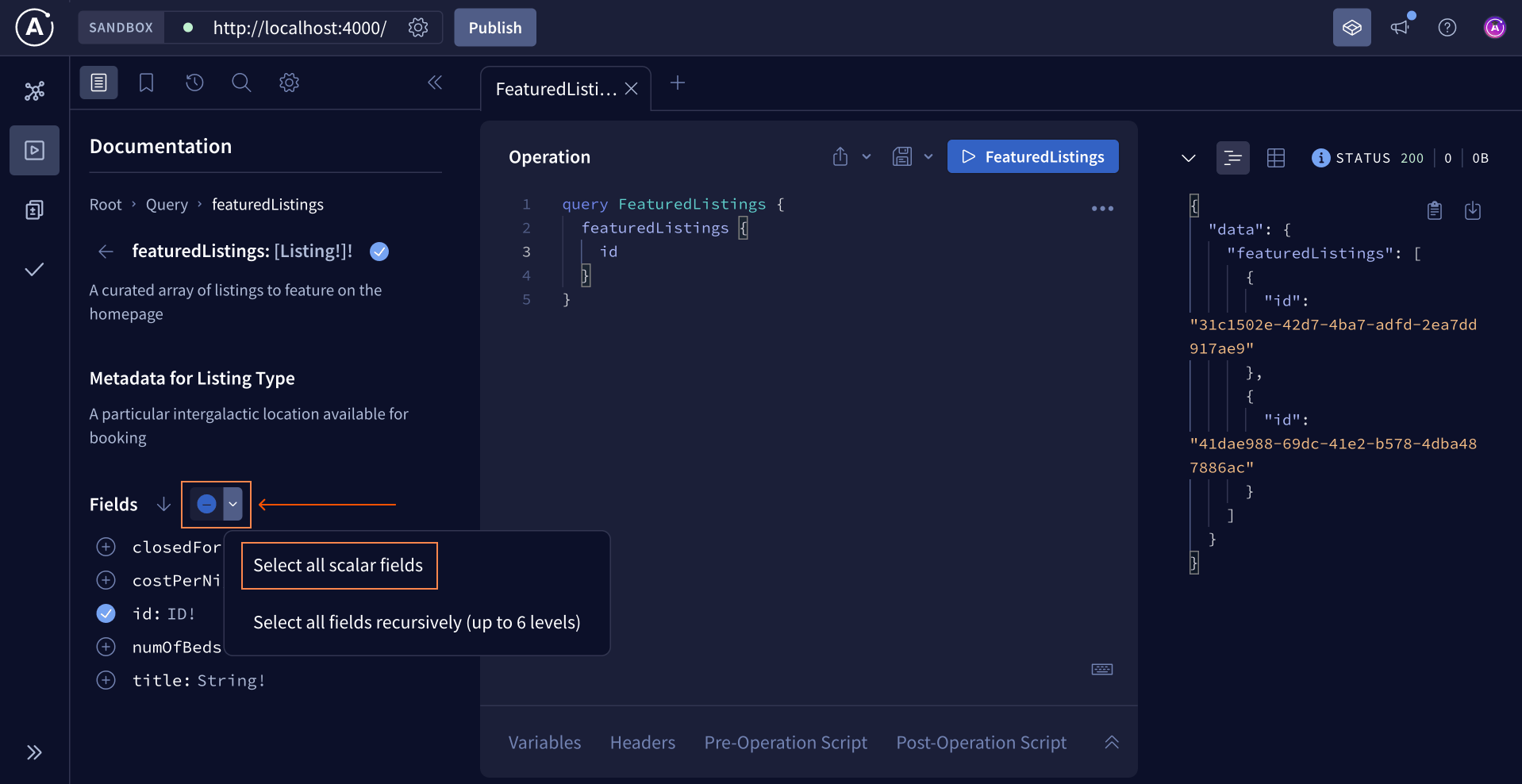 Query data through Apollo Sandbox Explorer - GraphQL Tutorials