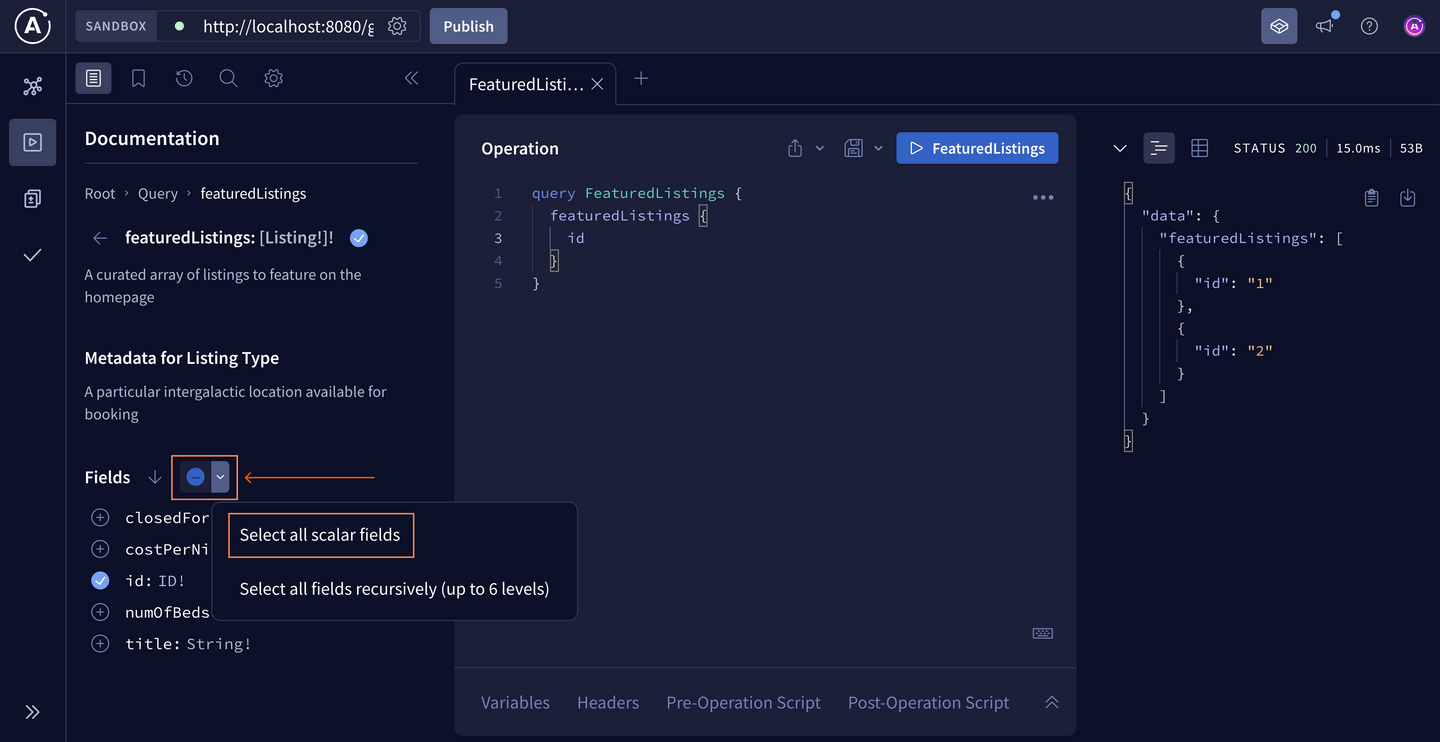 Query data through Apollo Sandbox Explorer - GraphQL Tutorials