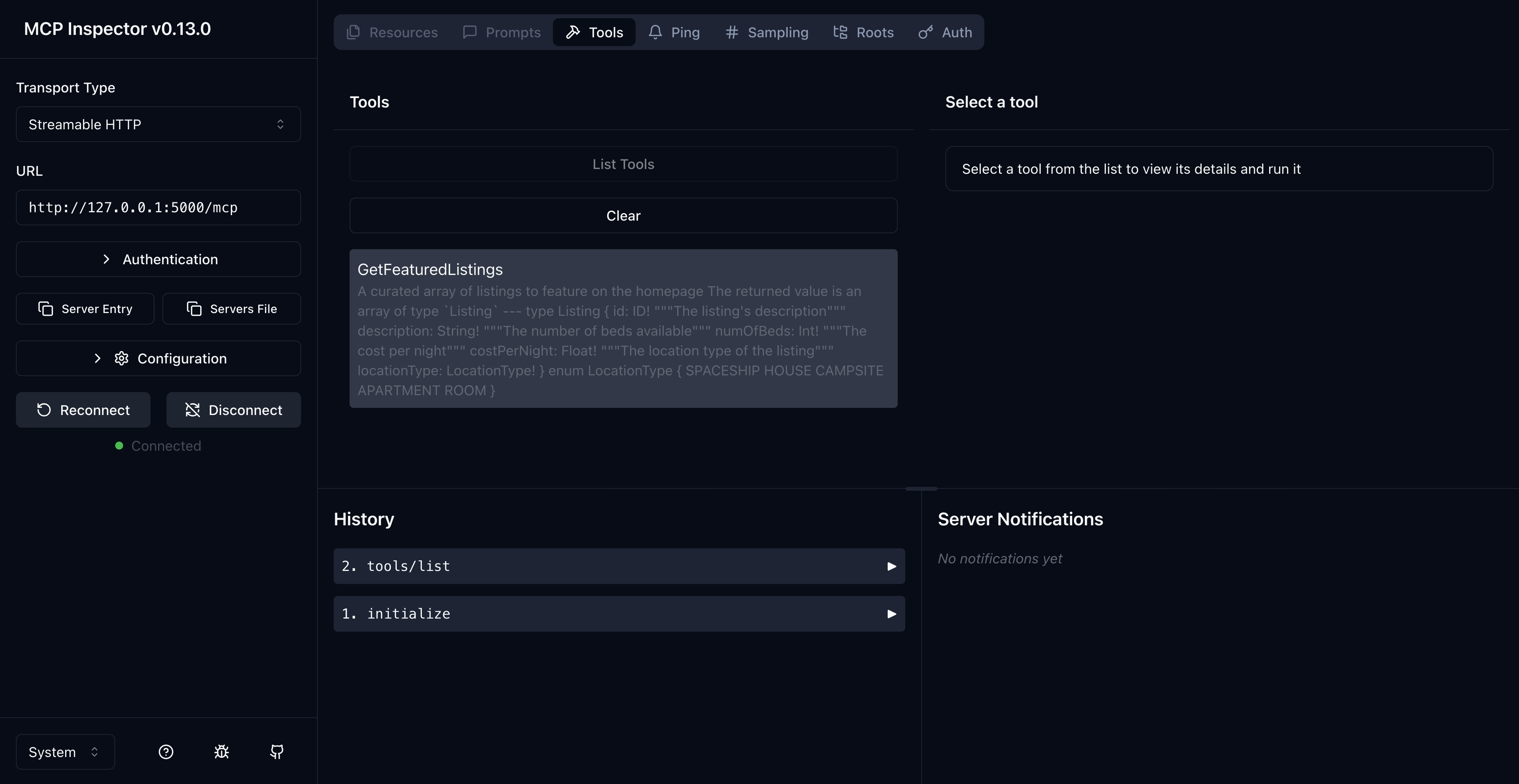 Using the MCP Inspector, a development tool for inspecting and troubleshooting MCP servers ...