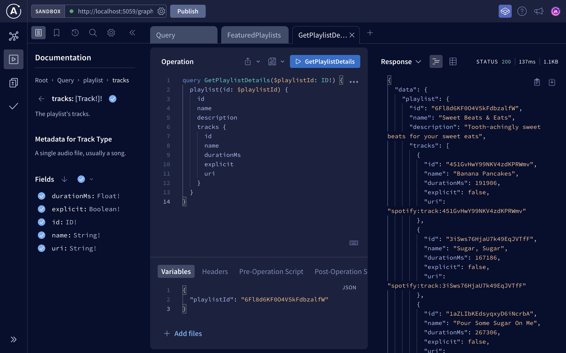 A playlist's tracks - GraphQL Tutorials
