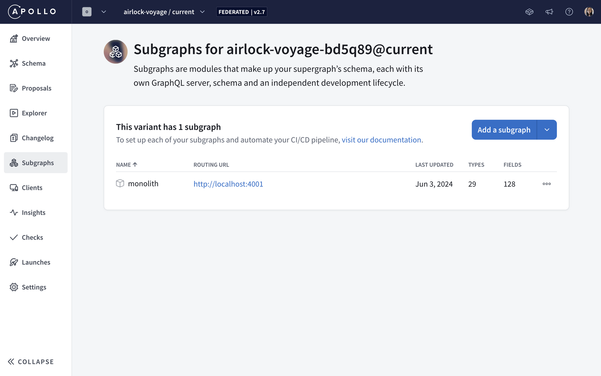 Monolith as a subgraph - GraphQL Tutorials